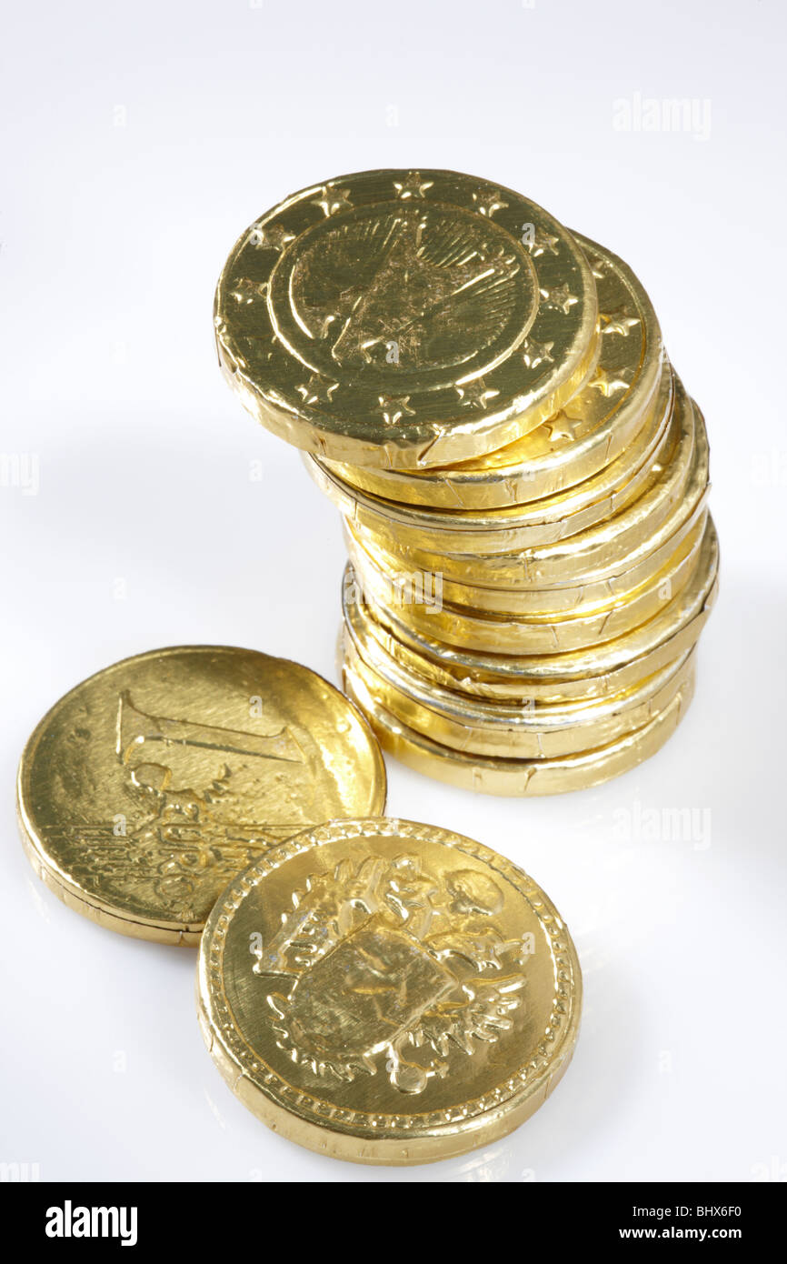 Pack of chocolate money Stock Photo - Alamy