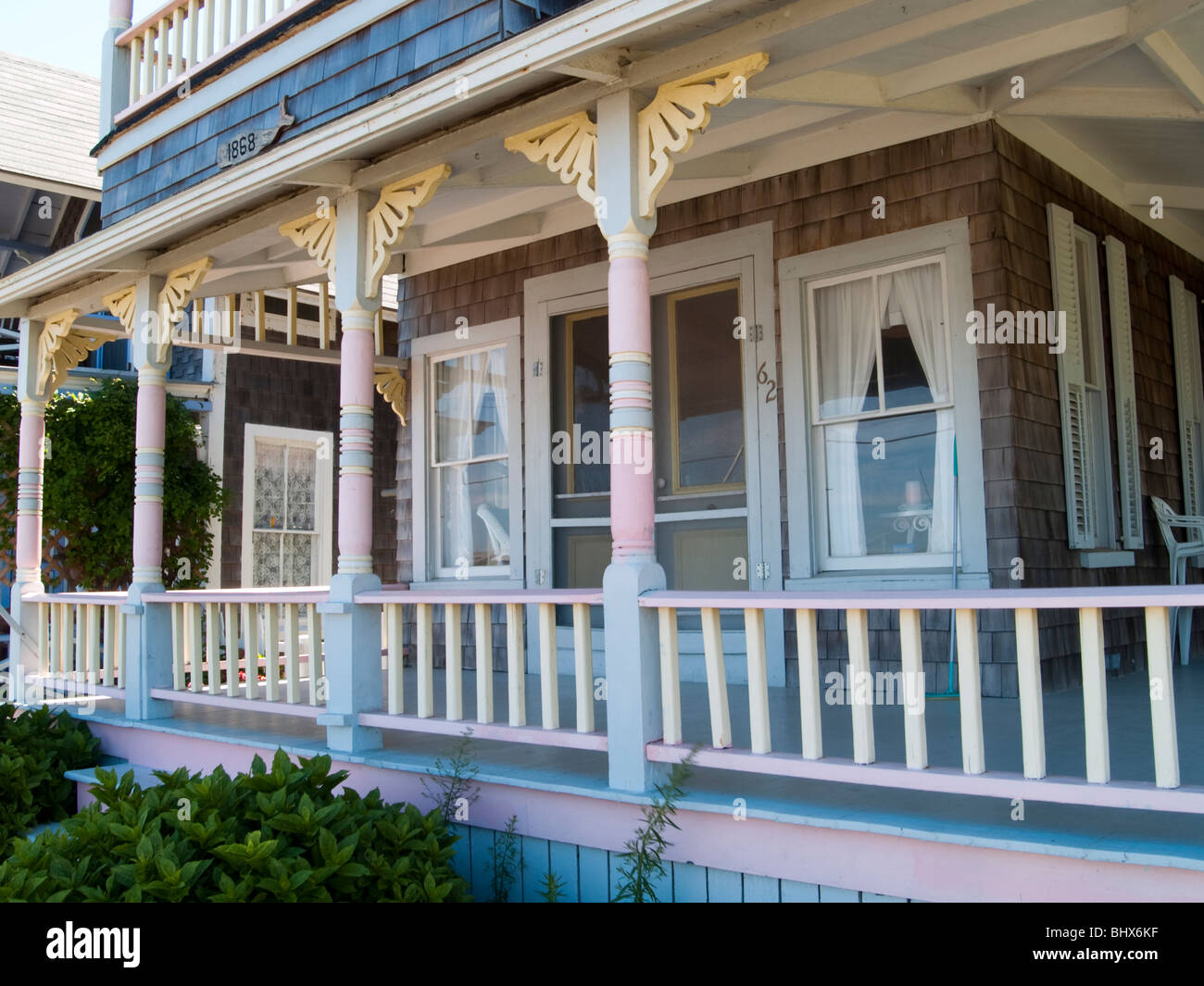 A gingerbread cottage in Oak Bluffs on Martha's Vineyard, Massachusetts ...