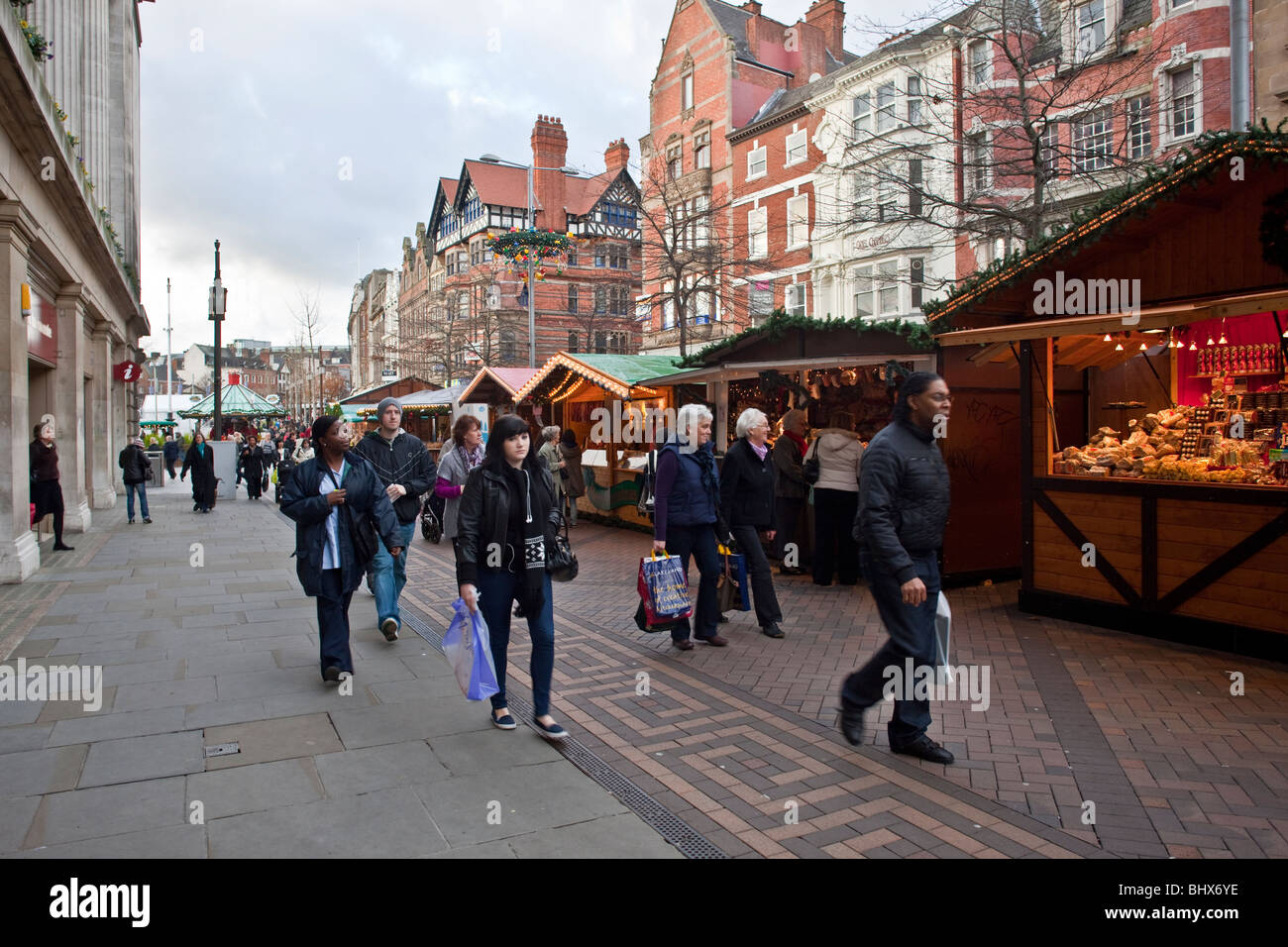 The German market in Nottingham at Christmas Stock Photo - Alamy