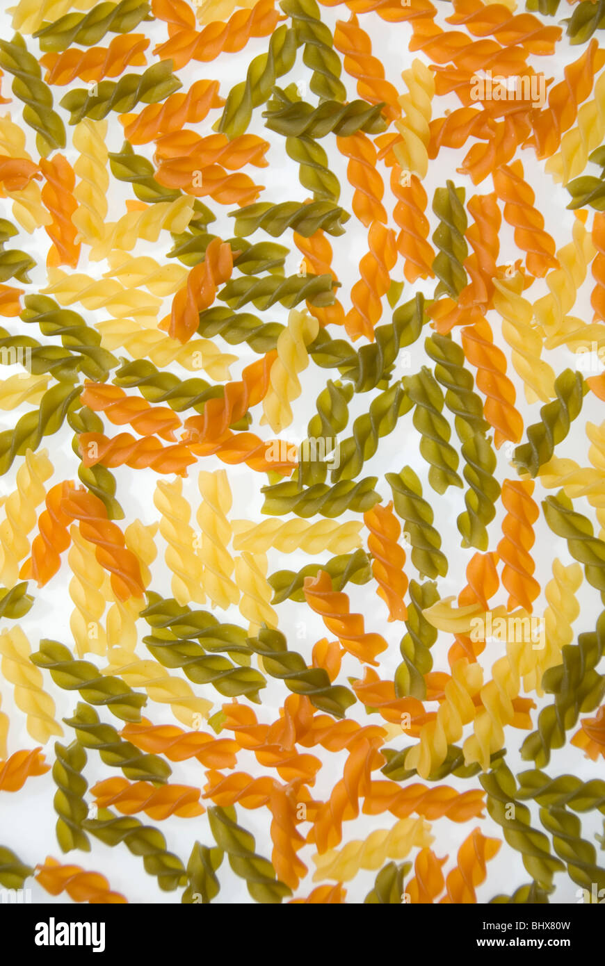 Fusilli Tricolor Pasta Isolated on White Background Stock Photo - Alamy