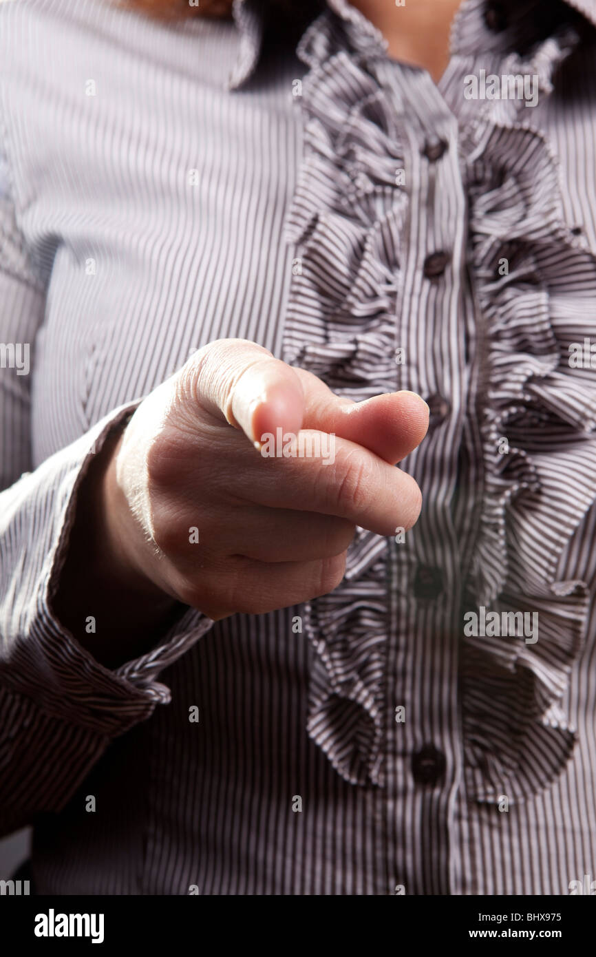 Businesswoman pointing finger toward the camera Stock Photo - Alamy