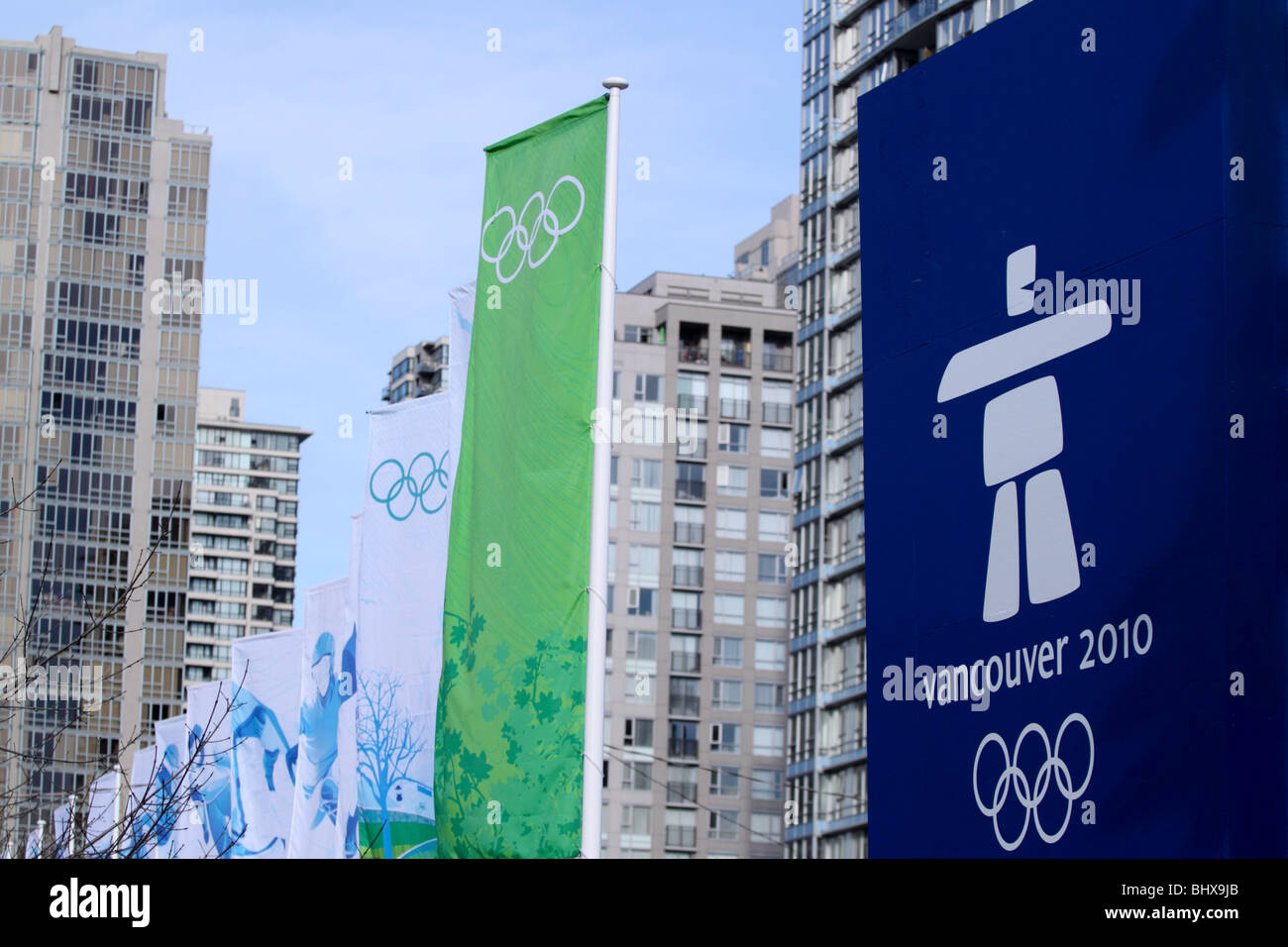 Olympic flags from the 2010 winter games in Vancouver British Columbia ...