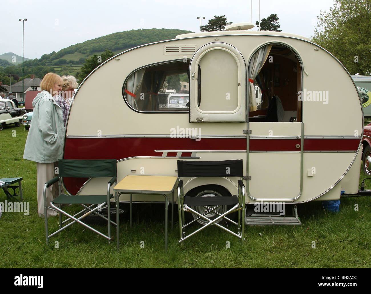 Vintage caravan at the Steam Rally Festival in the market town of ...