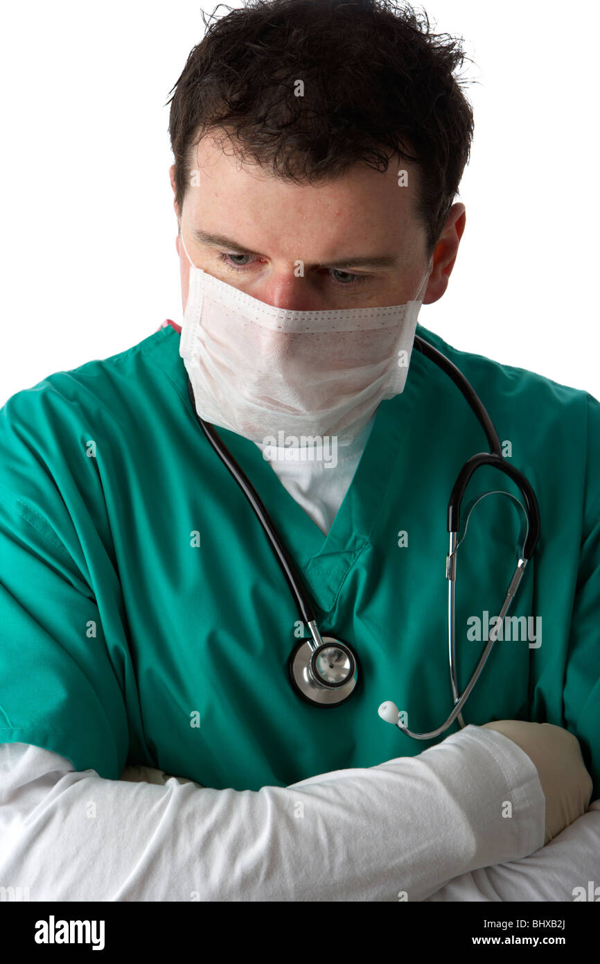 man wearing medical scrubs and stethoscope wearing face mask Stock ...
