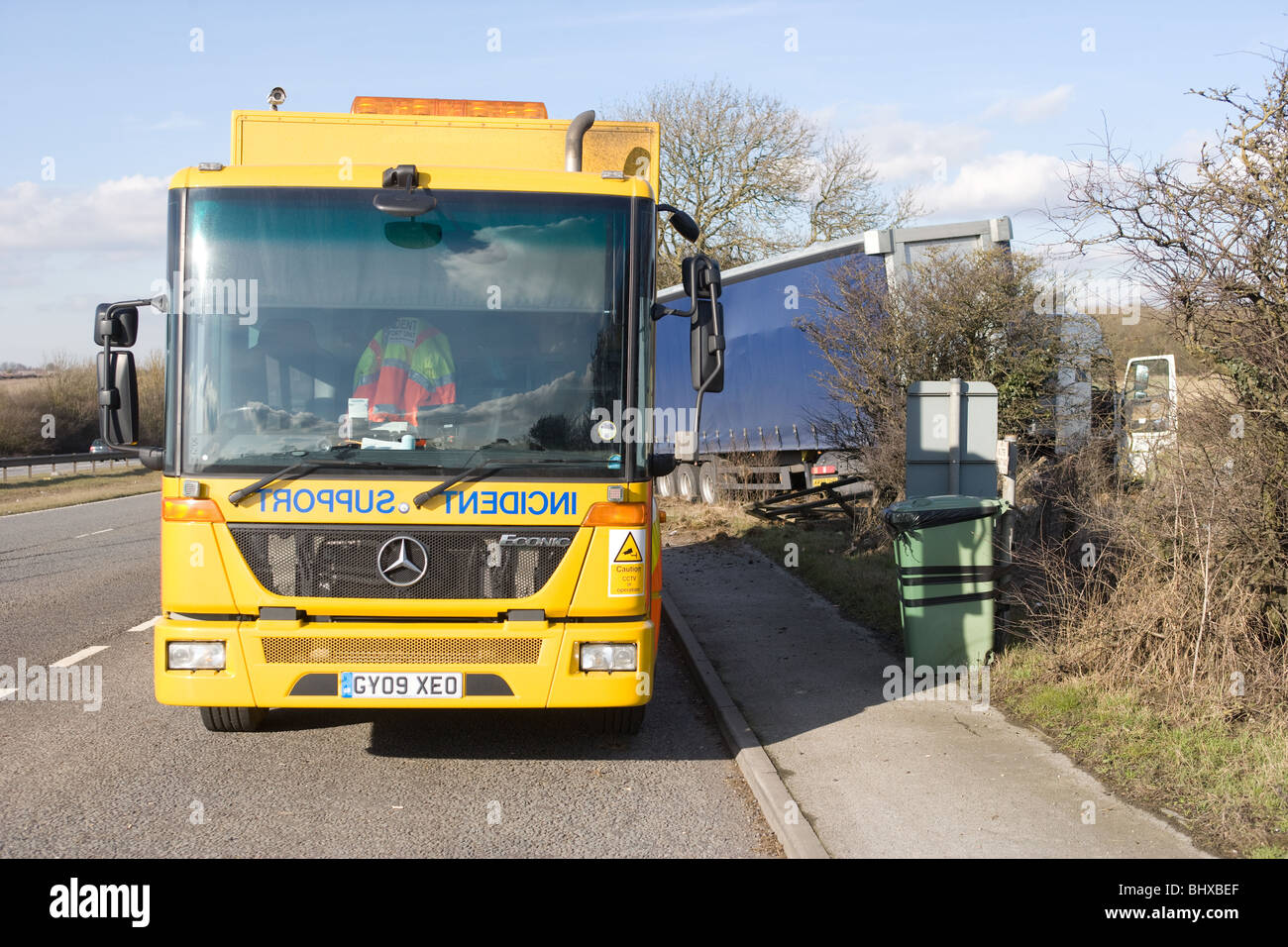 Highways incident support unit attends a Jackknifed lorry after being ...