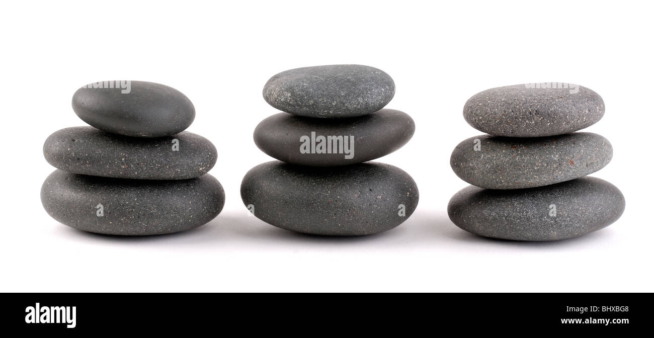 Spa Hot Stones Piled Three High Cut Out On A White Background Stock ...