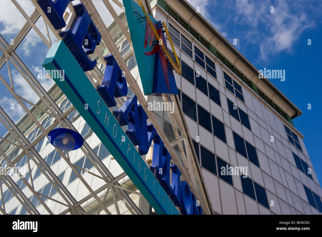 The Pavilions shopping centre sign in Uxbridge West London UK Stock ...