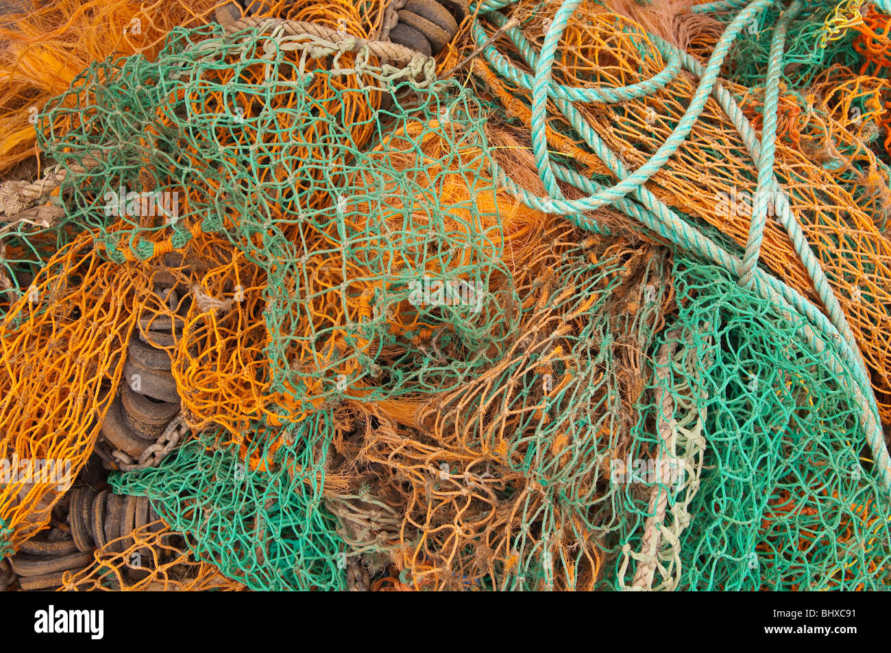 A close up of fishing nets on a Uk beach Stock Photo - Alamy