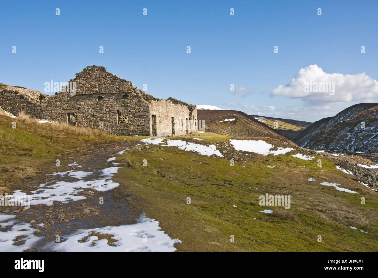 The ruins of Surrender Smelt Mill, Swaledale, Yorkshire Dales National ...