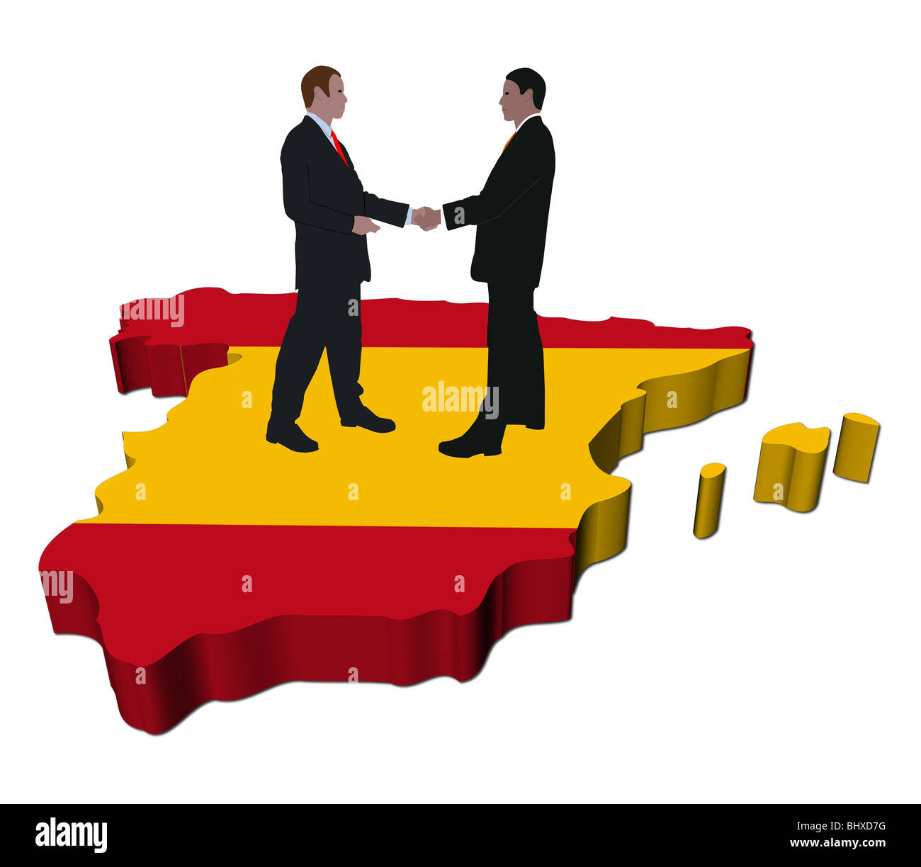 Business people shaking hands on Spain map flag illustration Stock ...