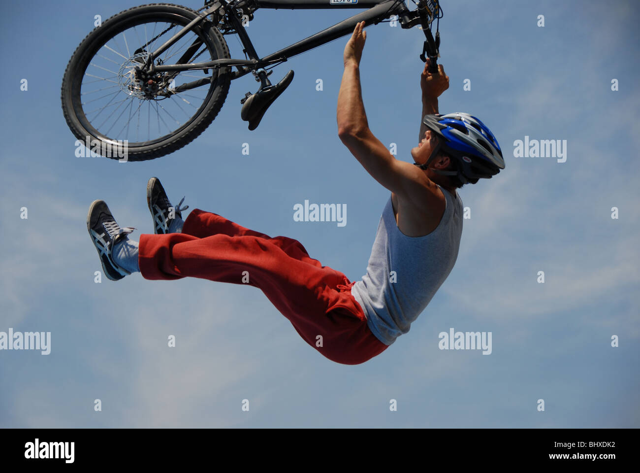 bike bicyclist jump Stock Photo - Alamy