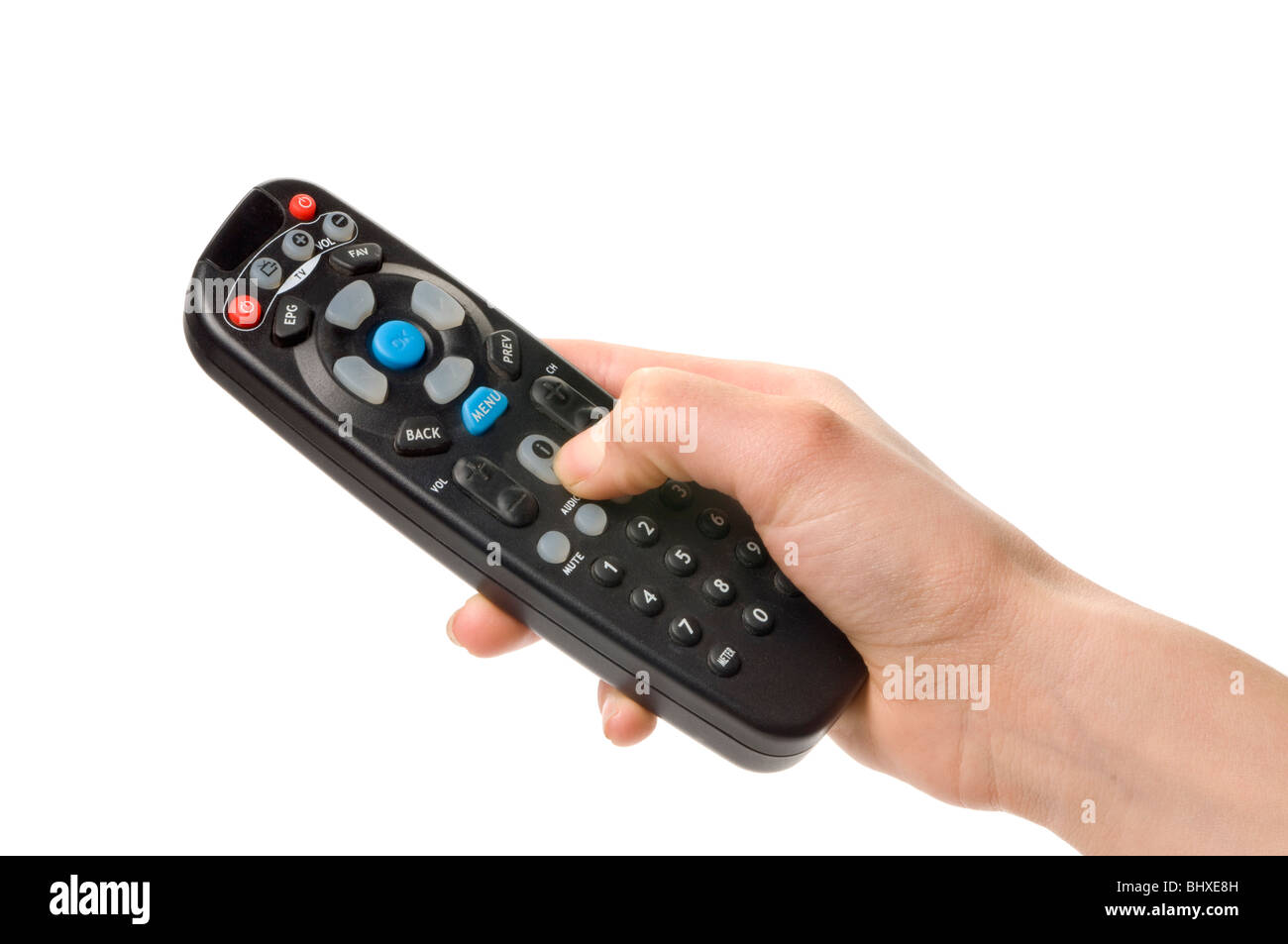 hand and remote control Stock Photo - Alamy