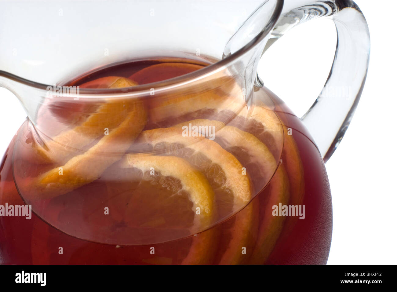 Red Wine Sangria in pitcher on white background Stock Photo - Alamy