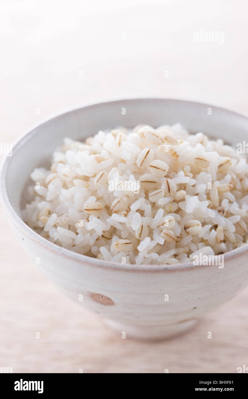 Barley and Brown Rice Stock Photo - Alamy