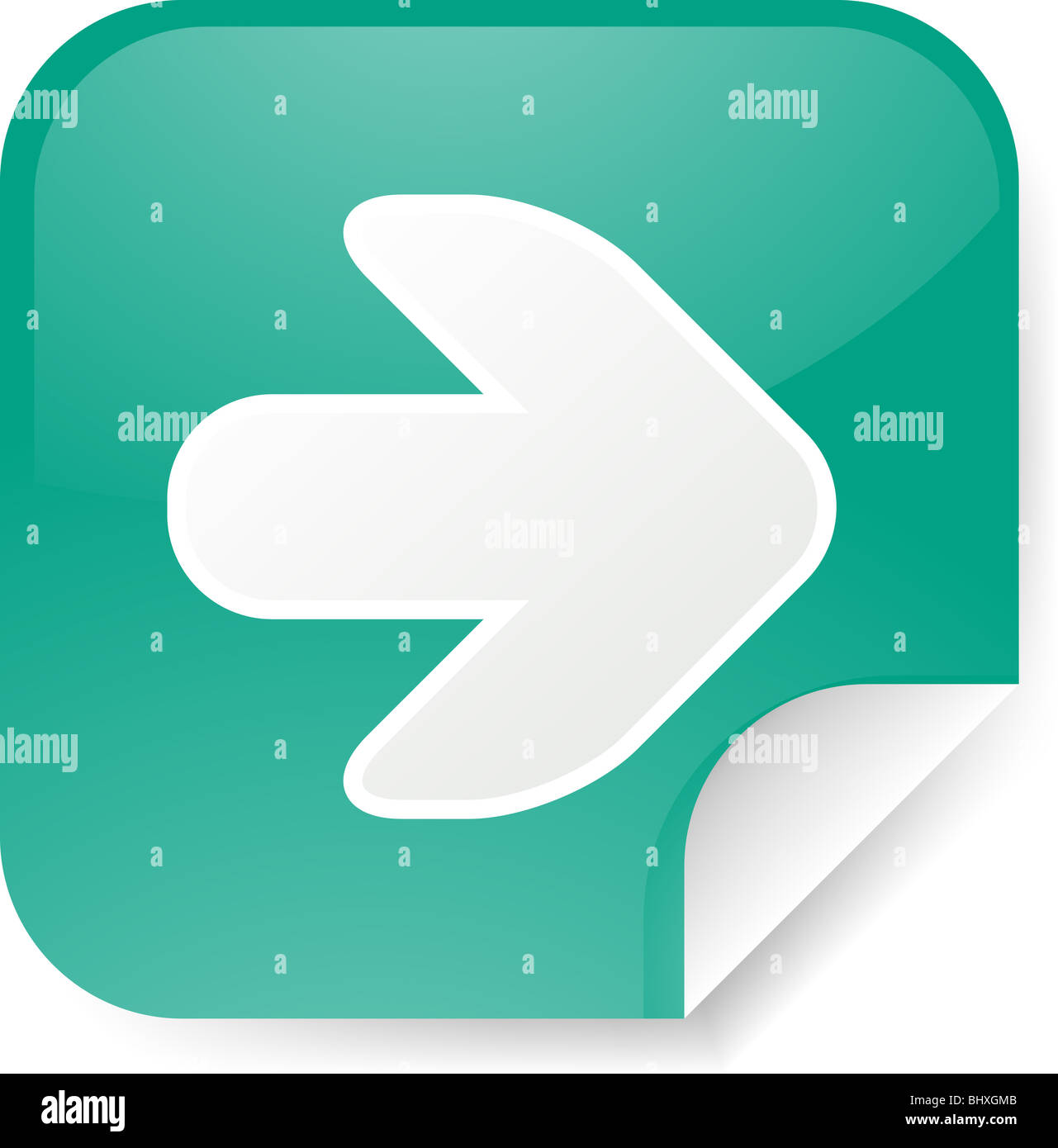 Navigation icon sticker with arrow pointing right Stock Photo - Alamy