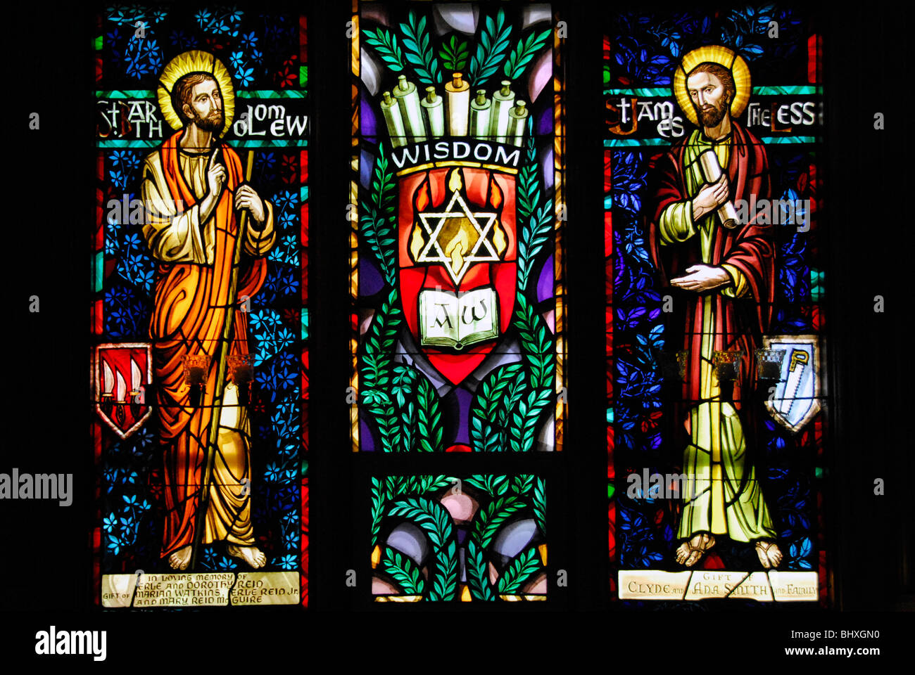 Stained glass window in Christian church Stock Photo - Alamy