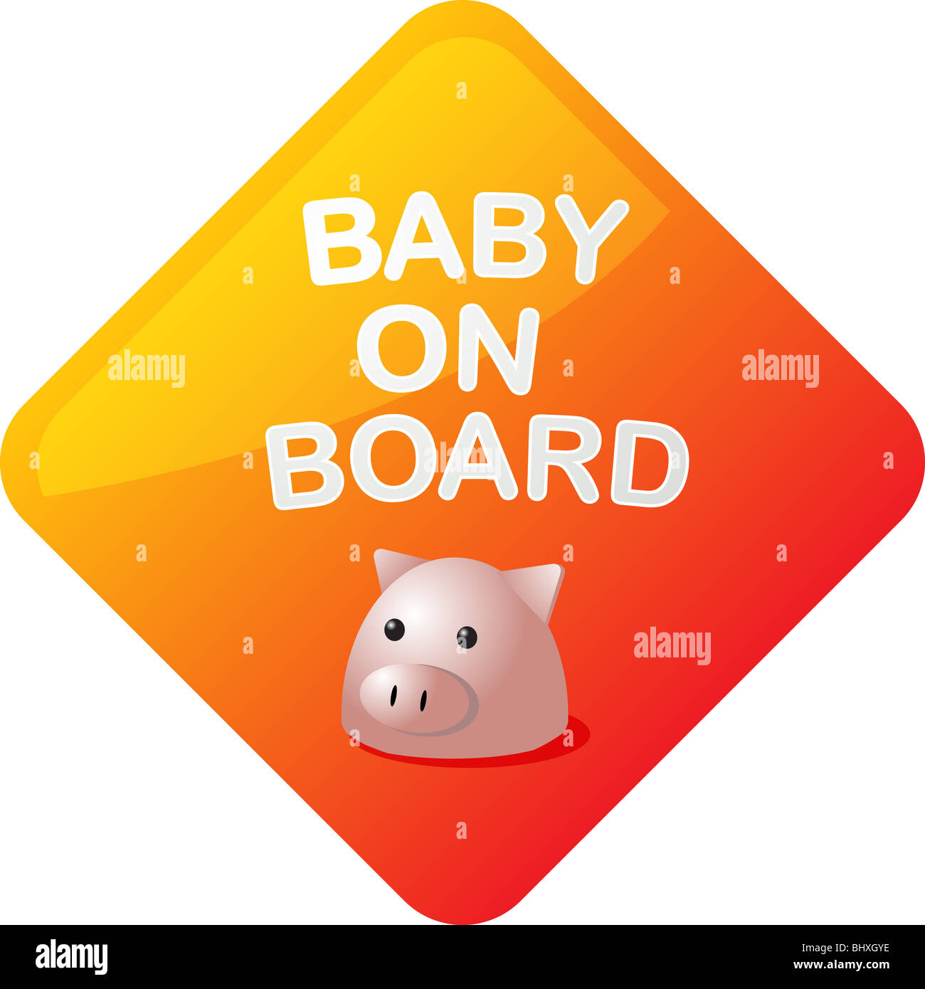 Baby on board sticker with pig, sign illustration Stock Photo - Alamy