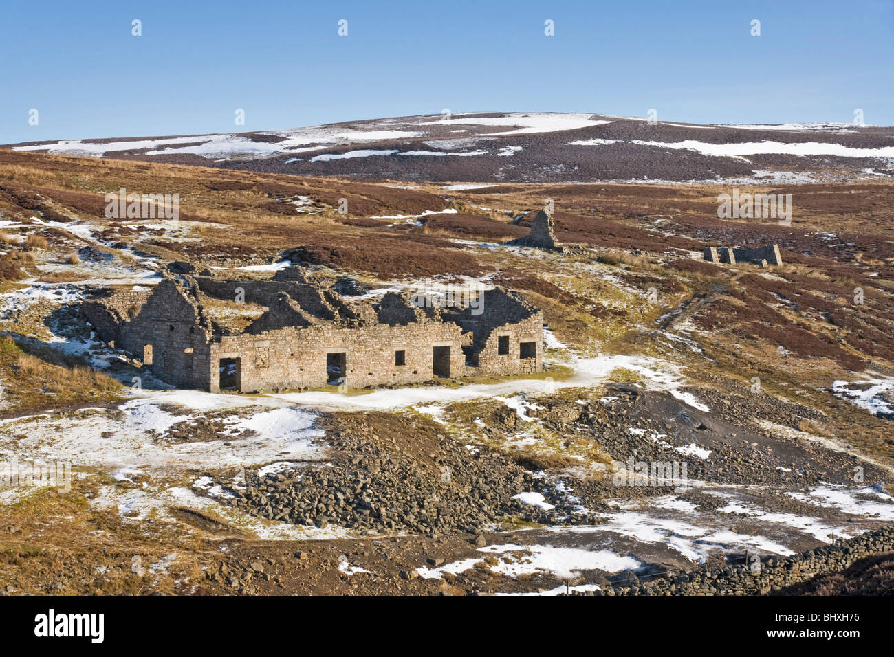 The ruins of Surrender Smelt Mill, Swaledale, Yorkshire Dales National ...