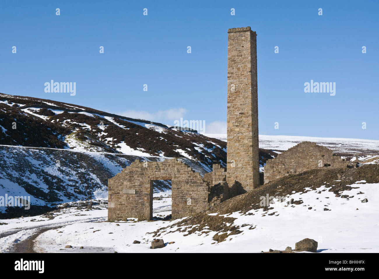 The ruins of "Old Gang" Smelt Mill, Swaledale, Yorkshire Dales National ...