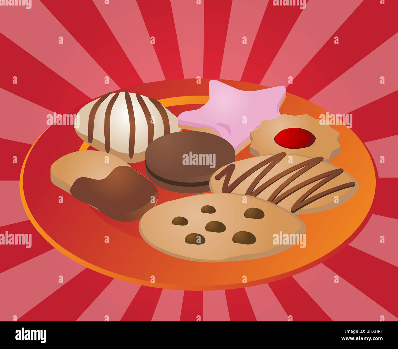 Assorted cookies and fancy sweet biscuits, illustration Stock Photo - Alamy