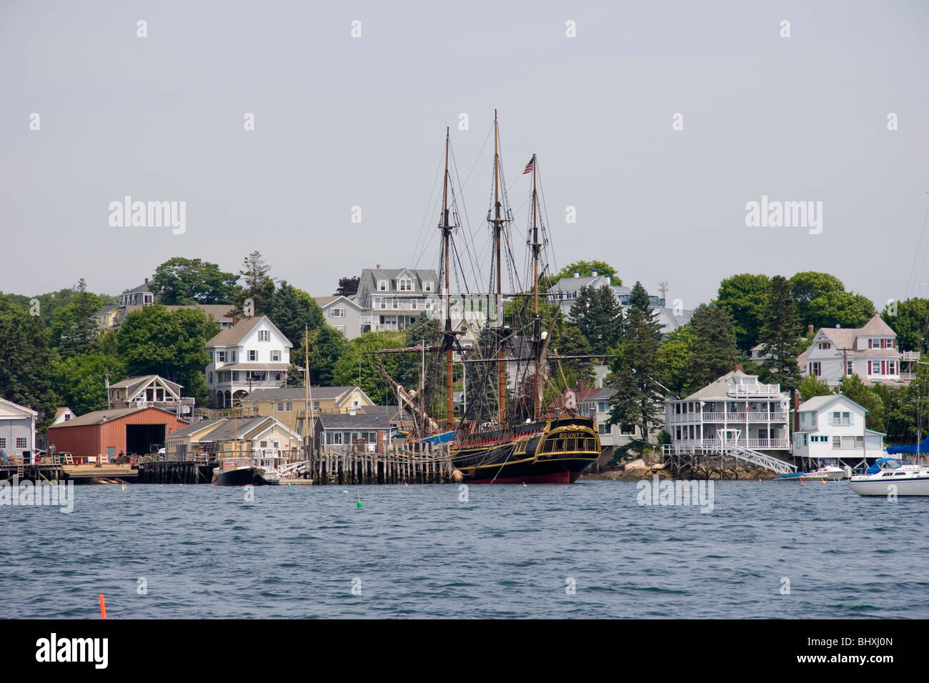 The Tall Ship BOUNTY II alongside at Boothbay Harbor Shipyard after a ...
