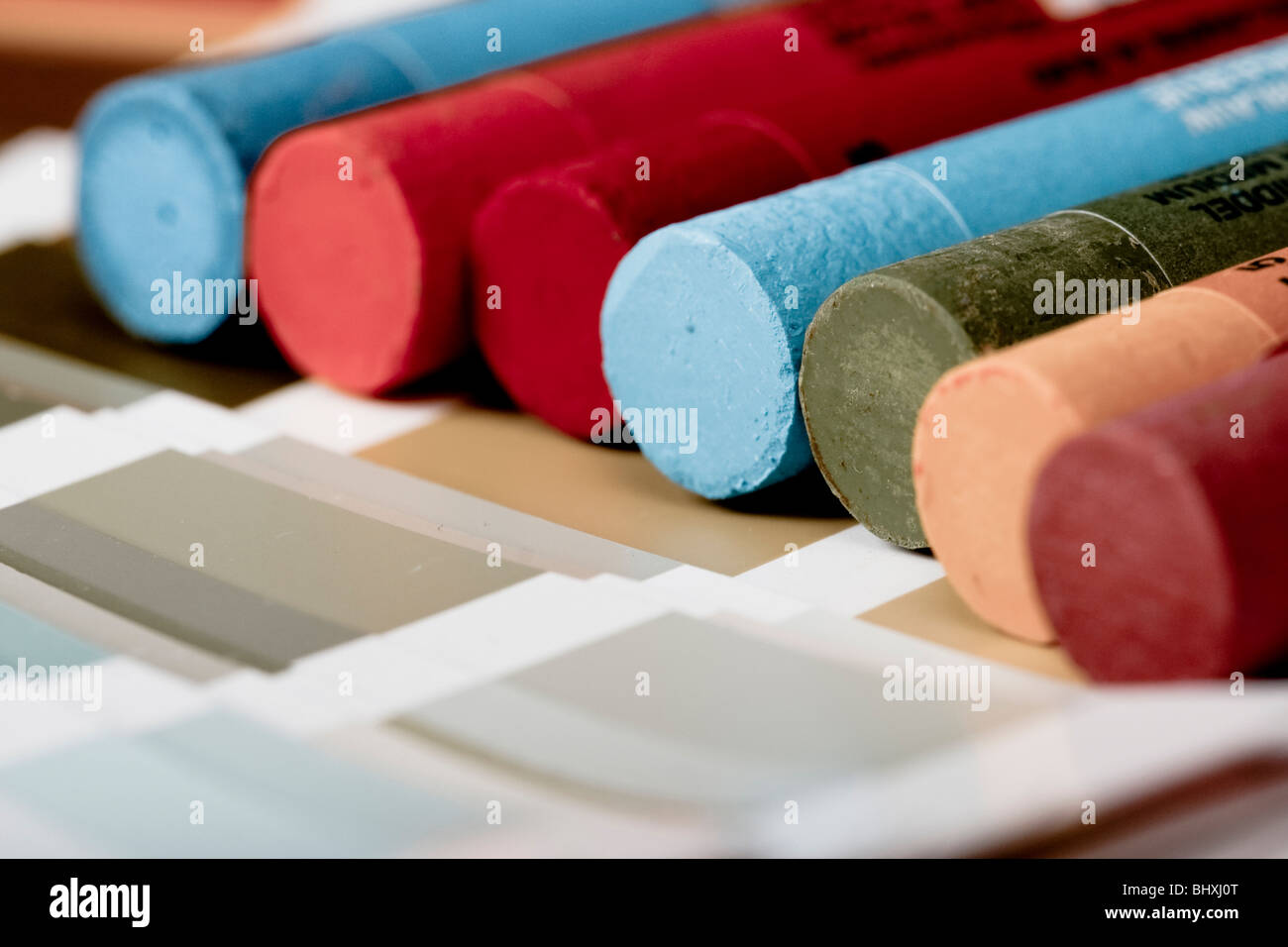 Oil pastels and color chart Stock Photo - Alamy