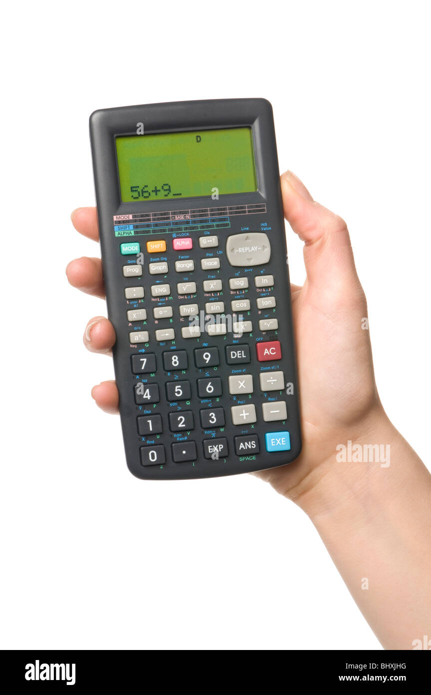 Calculations on scientific calculator hi-res stock photography and ...