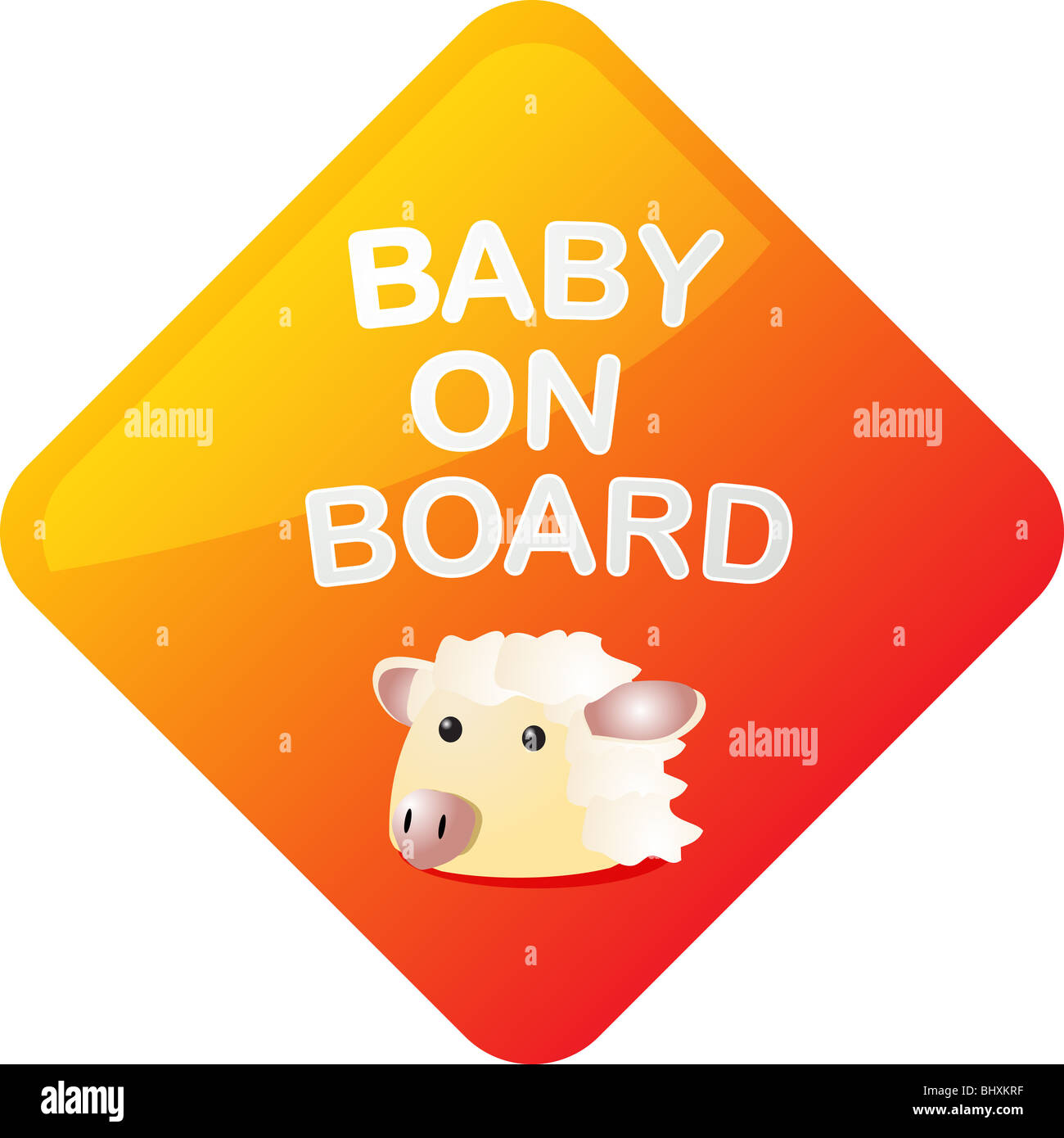 Baby on board sticker with sheep, sign illustration Stock Photo - Alamy
