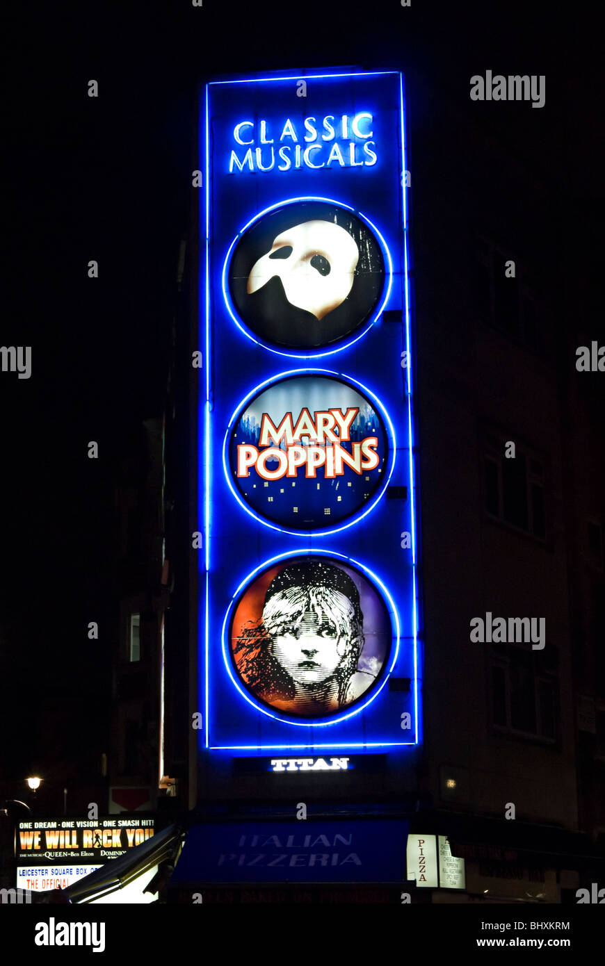Leicester square London neon sign Stock Photo - Alamy