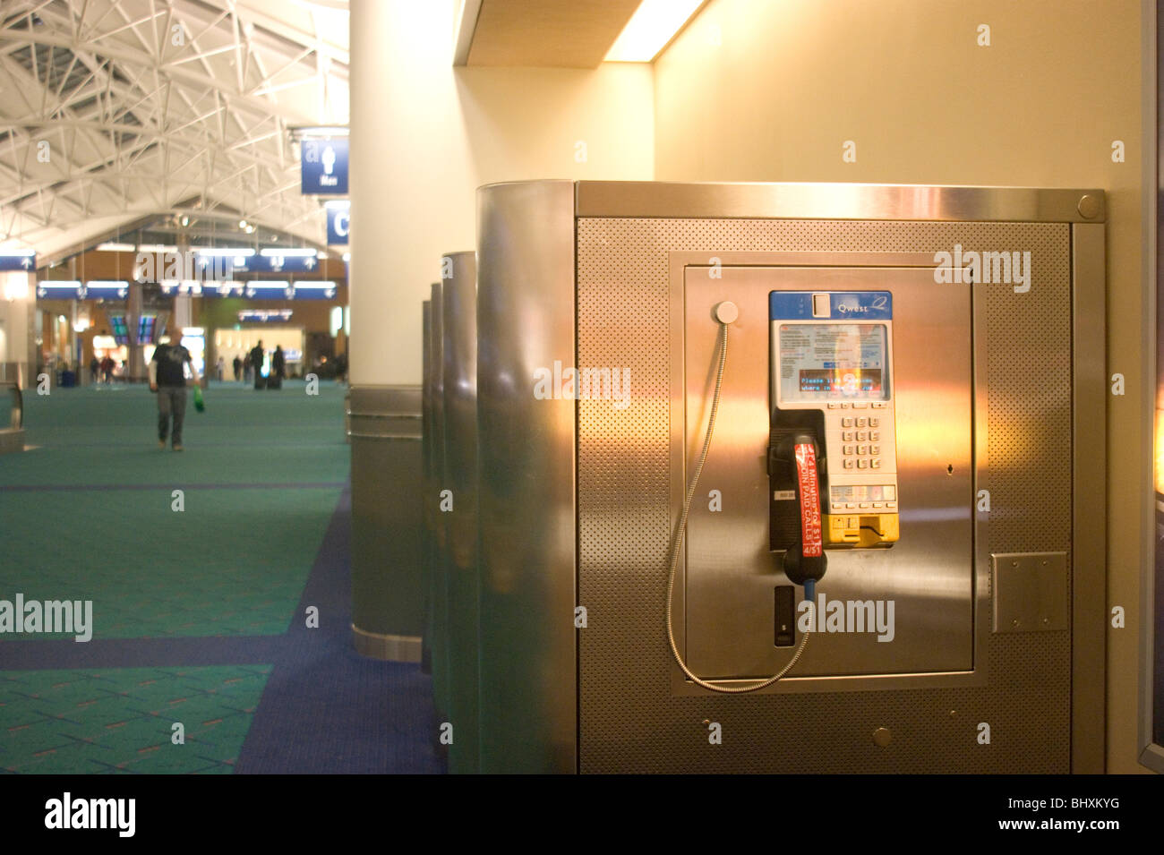 Phone Booth in local Airport Stock Photo - Alamy