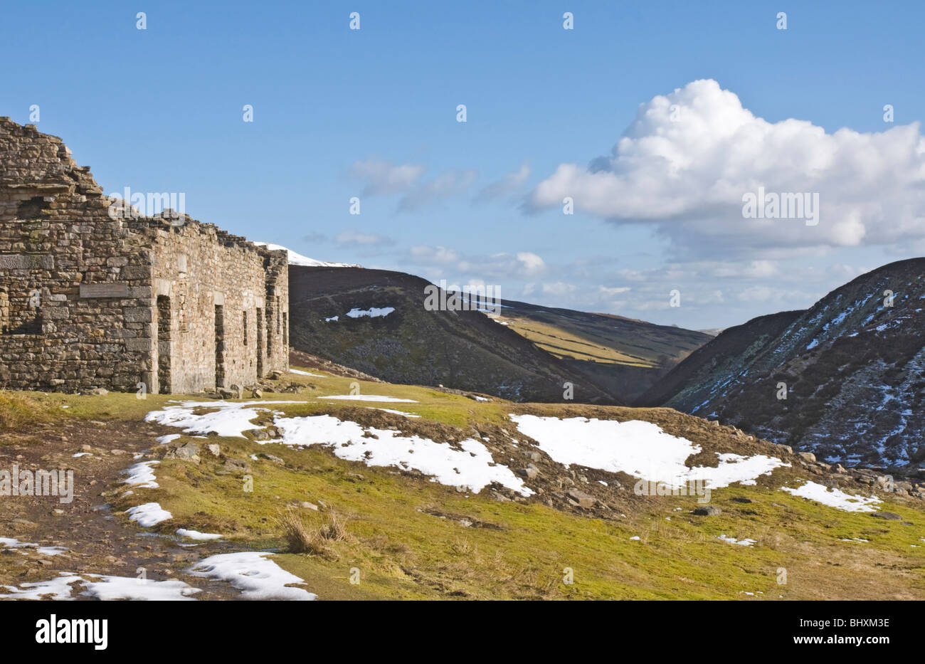 The ruins of Surrender Smelt Mill, Swaledale, Yorkshire Dales National ...