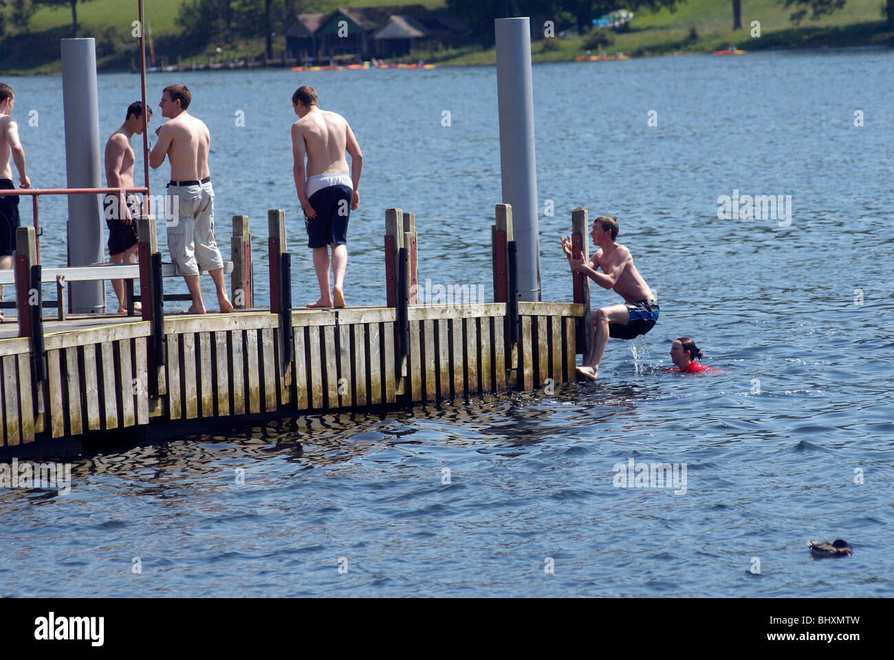 Swimming in Coniston Water Stock Photo - Alamy
