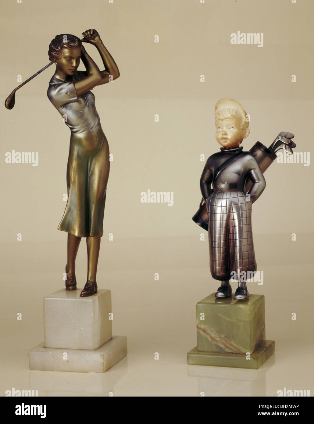 Cold painted bronze statues, 1930s. Artist: Unknown Stock Photo - Alamy