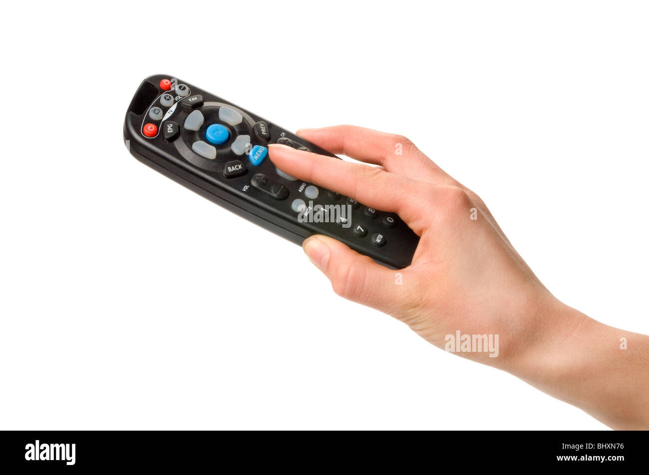 hand and remote control Stock Photo - Alamy