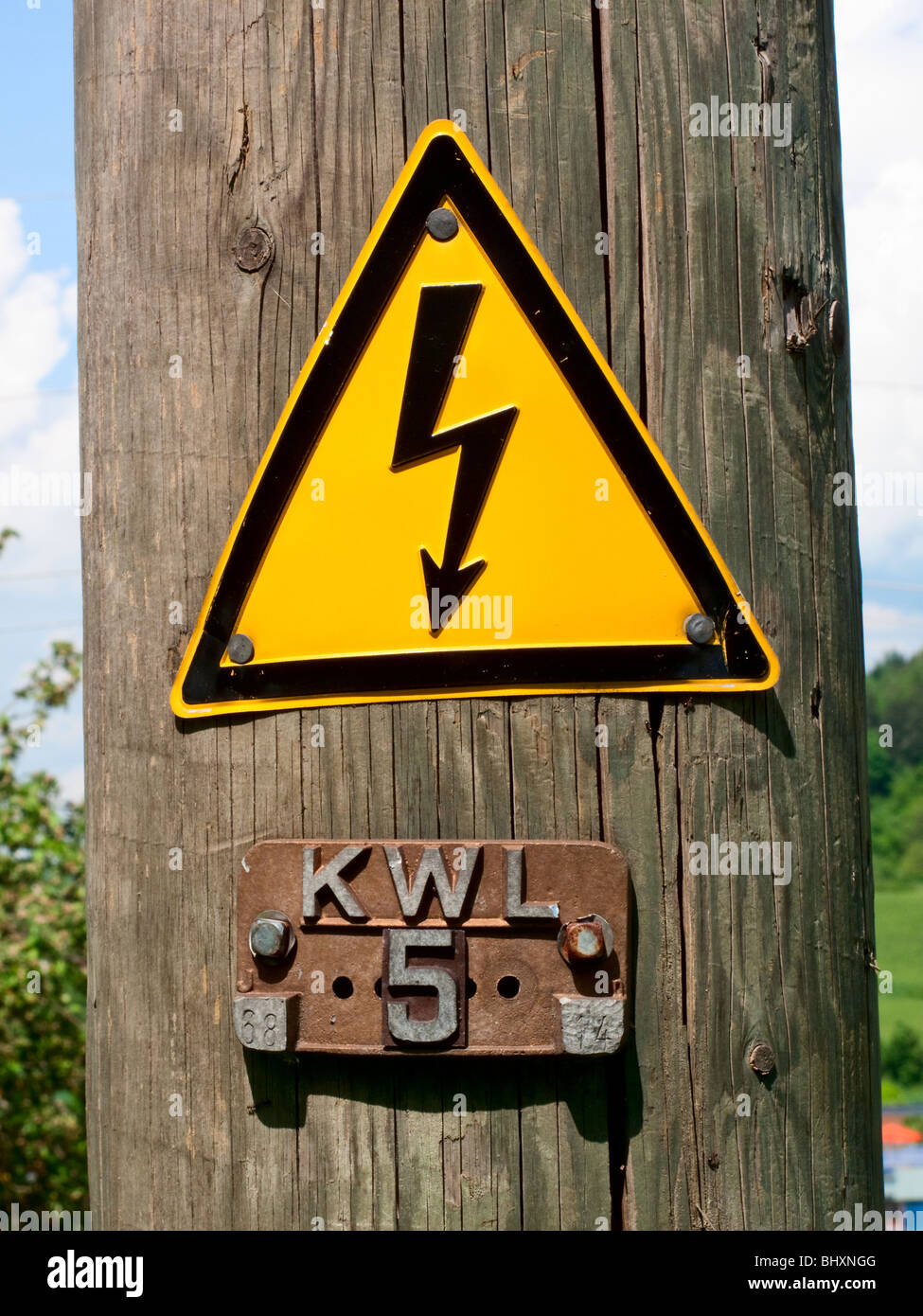 High voltage sign Stock Photo - Alamy
