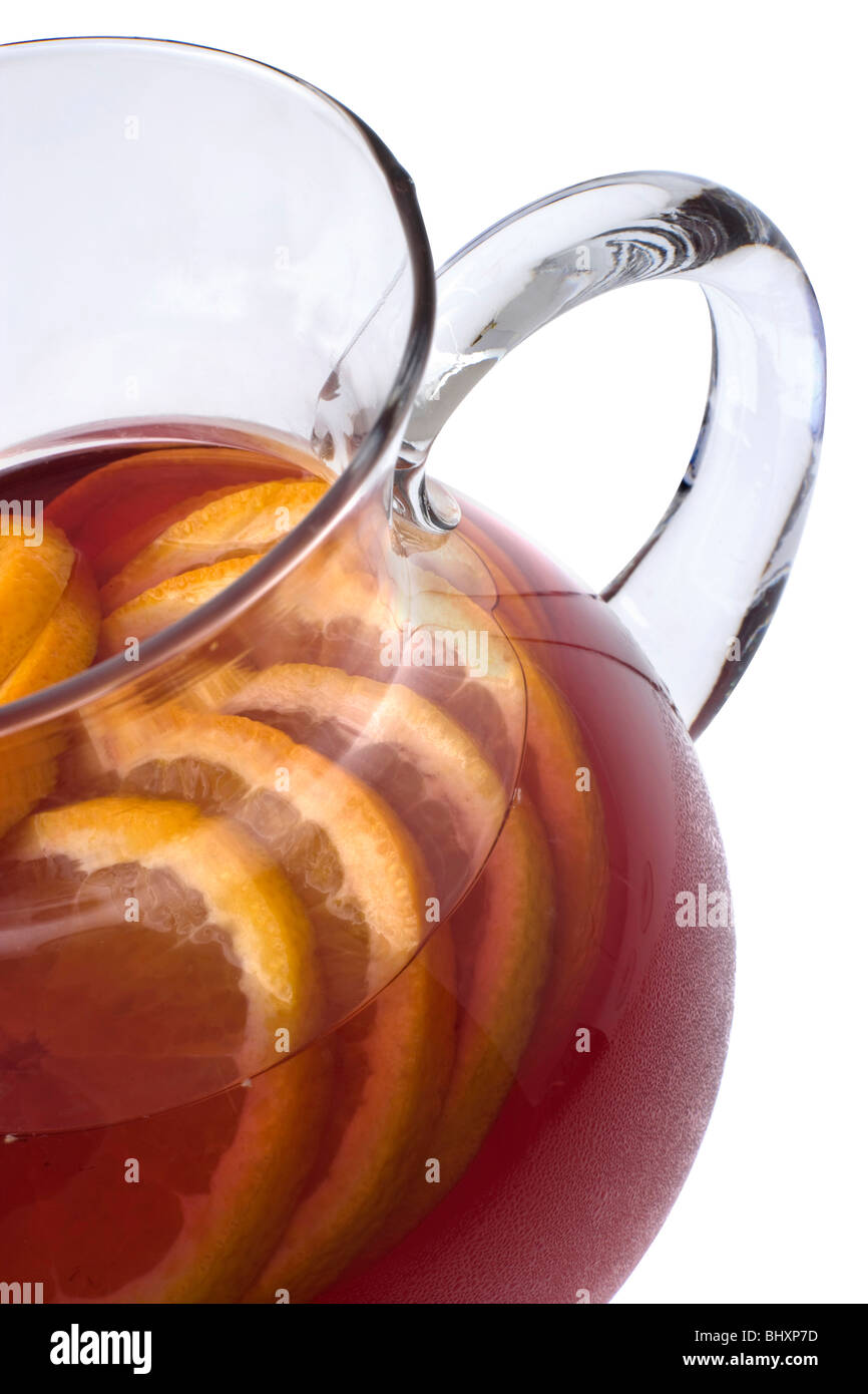 Red Wine Sangria in pitcher on white background Stock Photo - Alamy
