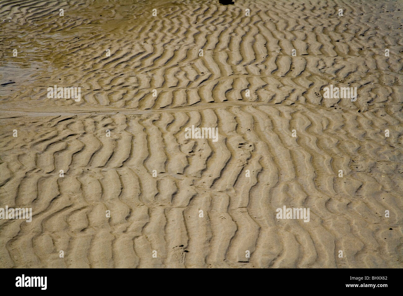 Wave-like pattern on the beach sand Stock Photo - Alamy