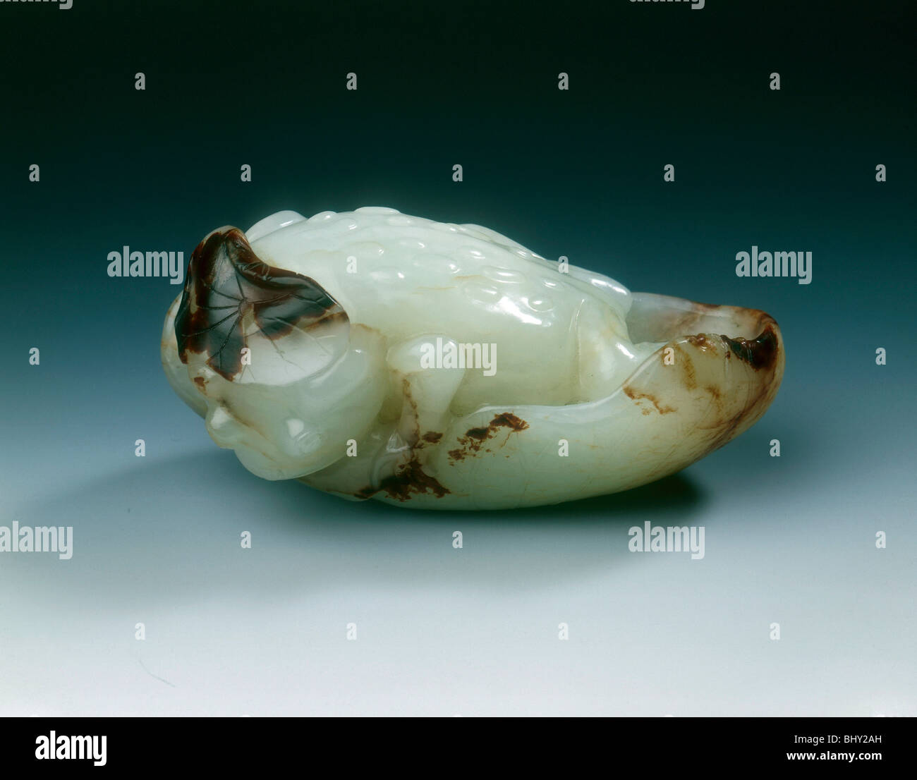 Jade toad in lotus waiting in ambush, Ming dynasty, China, 1368-1644 ...