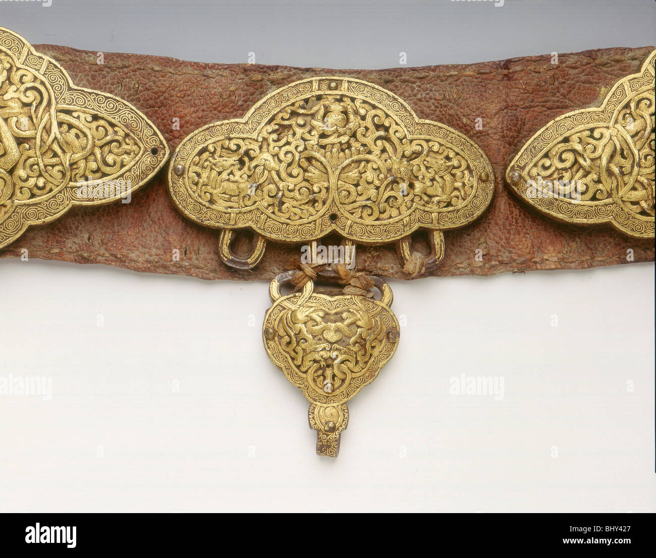 Tibetan nobleman's belt with damascened iron plaques, Tibet, 15th ...