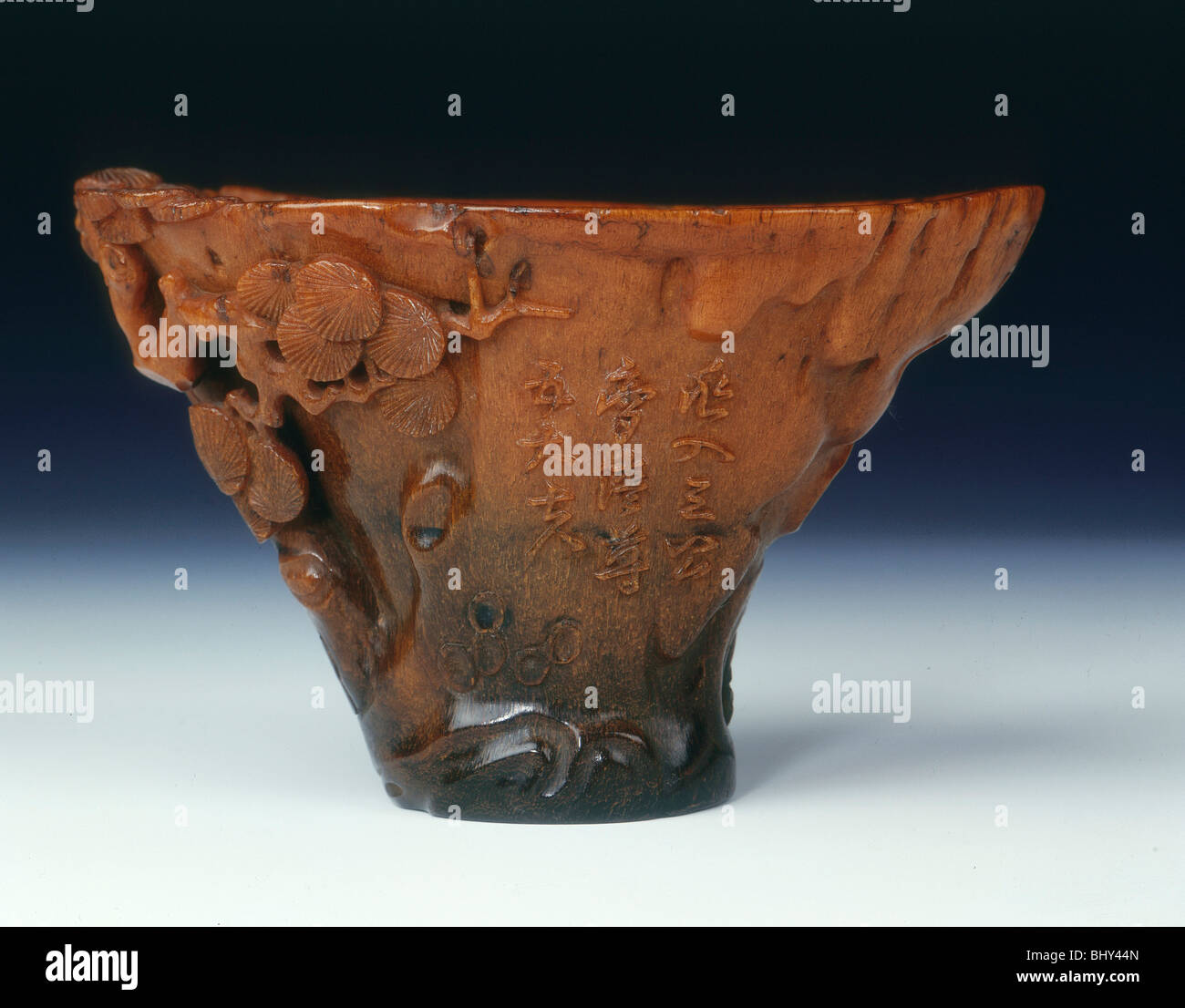 Rhino horn cup with scholar under pine tree, late Ming dynasty, China ...