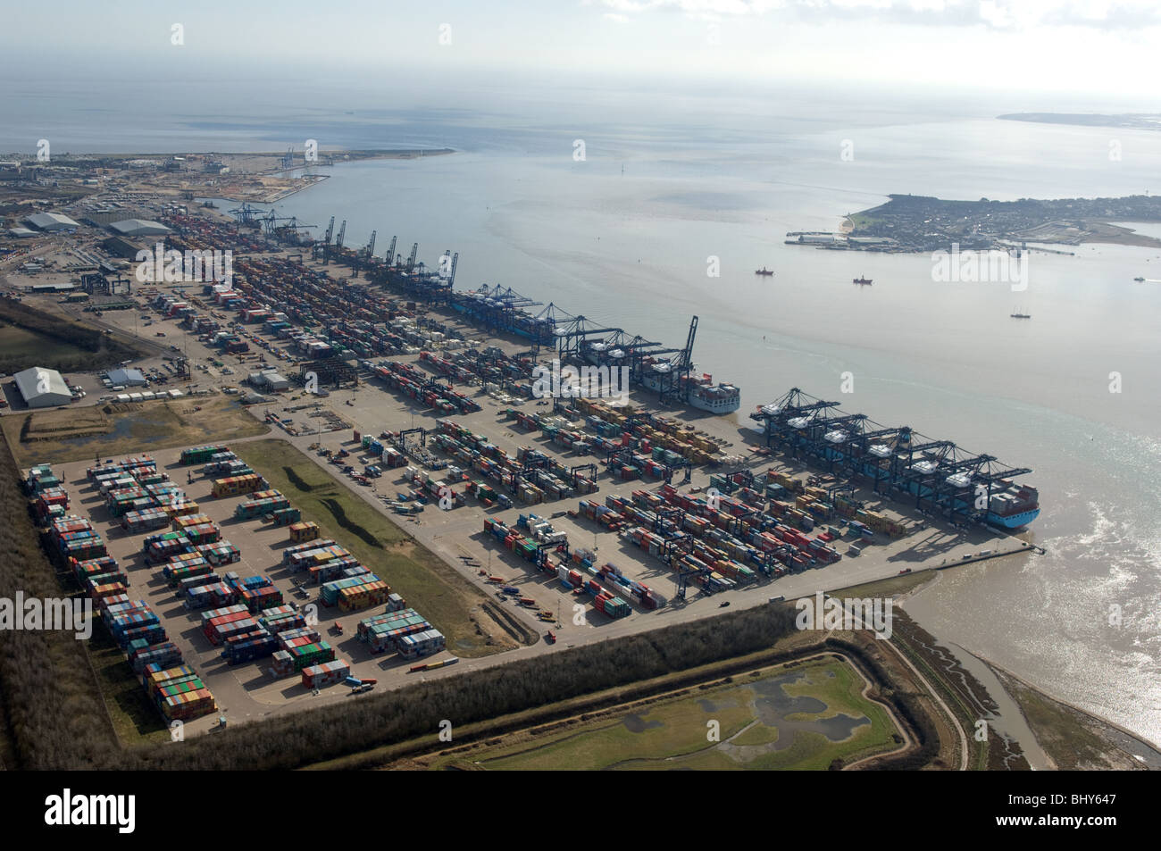 Aerial view of The Port of Felixstowe UK Stock Photo - Alamy