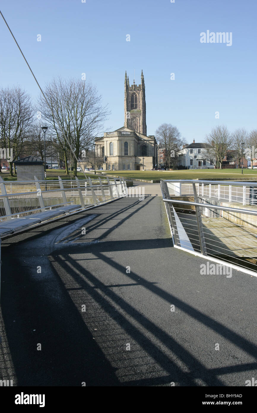 City of Derby, England. Cathedral Green and the rear of Derby Cathedral ...
