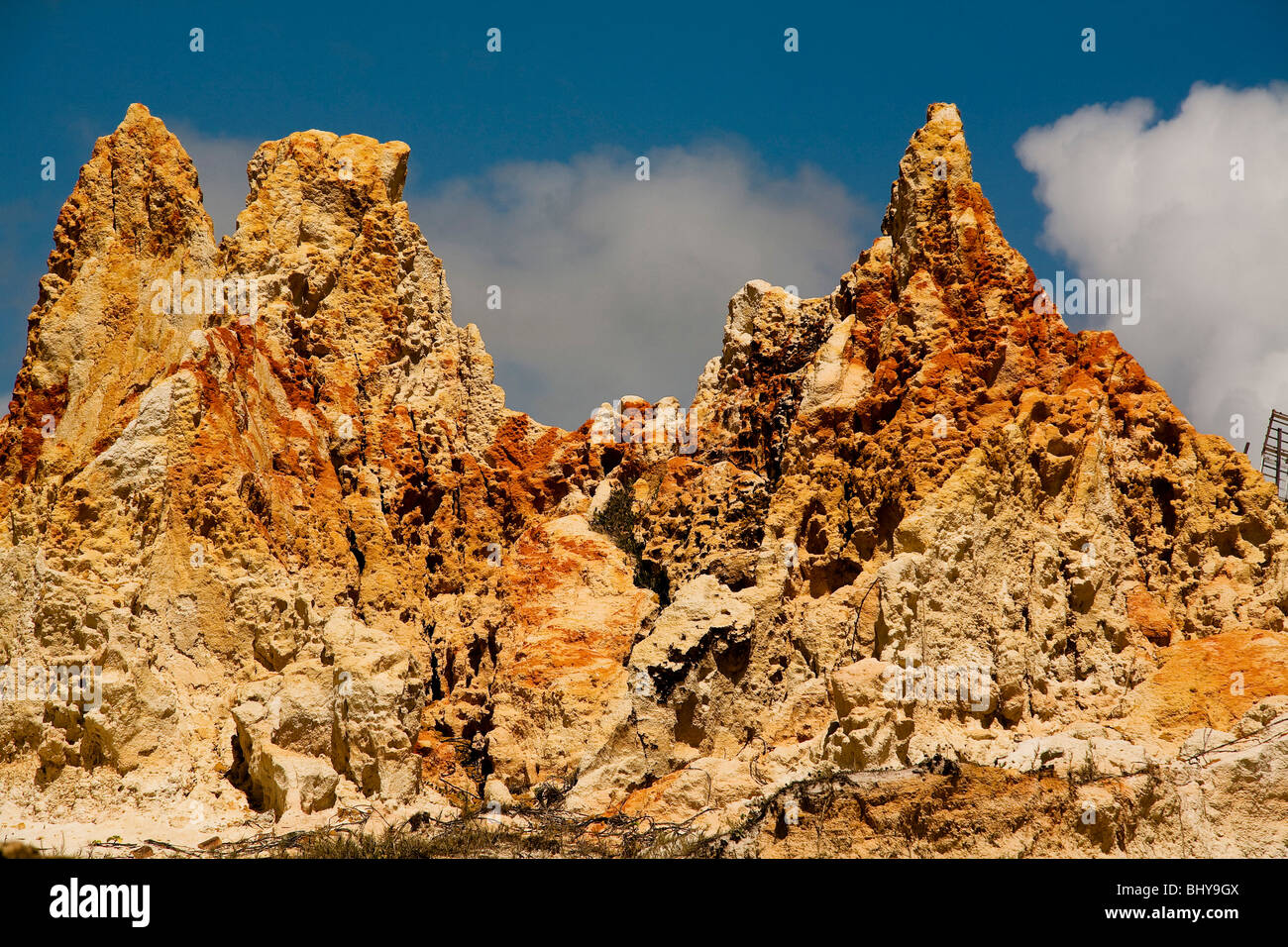 Praia das Fontes ( Fountains beach ), multi-colored cliffs, Ceara State ...
