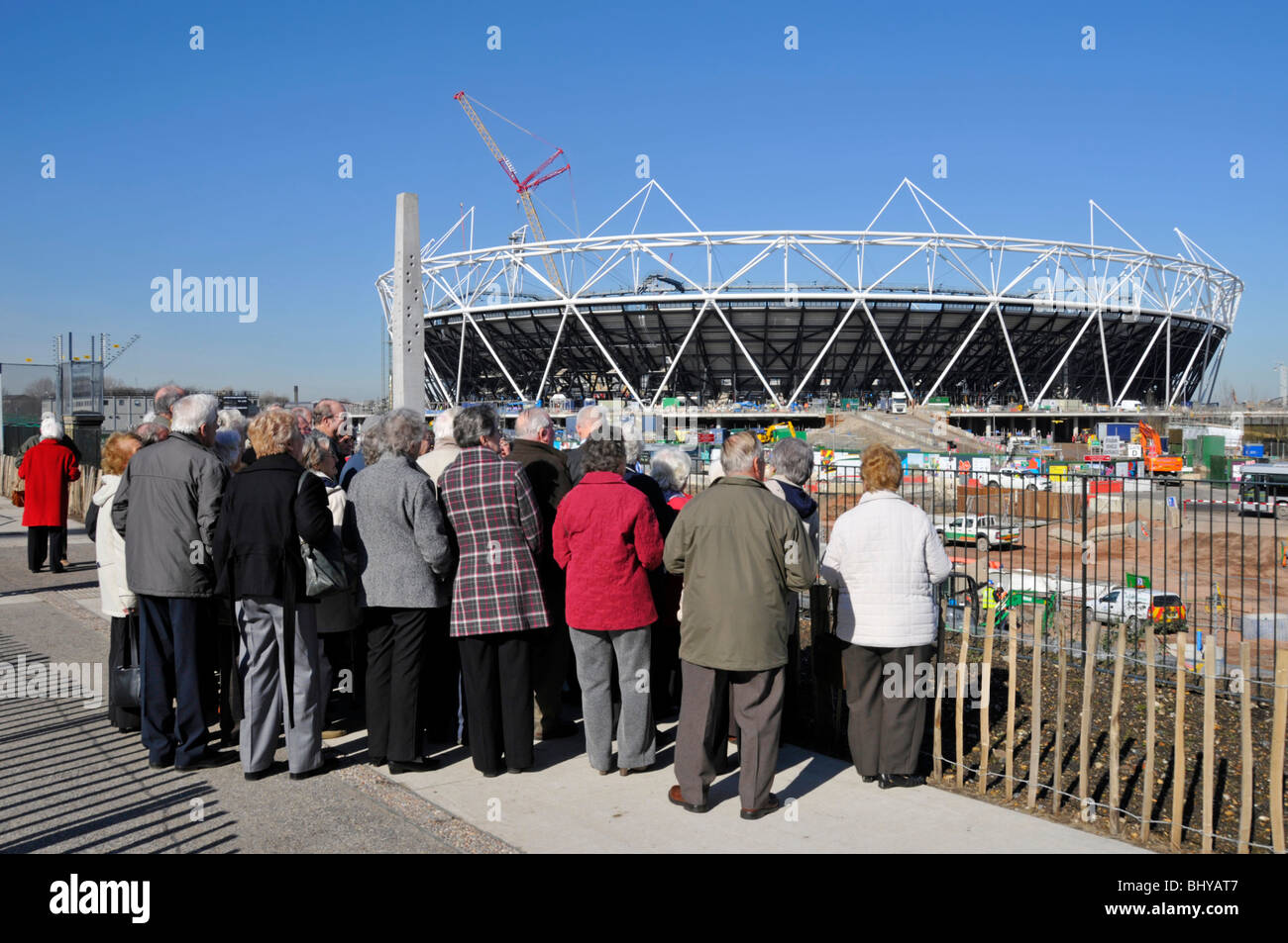 2012 Olympic Stadium construction site people viewing progress Stock ...