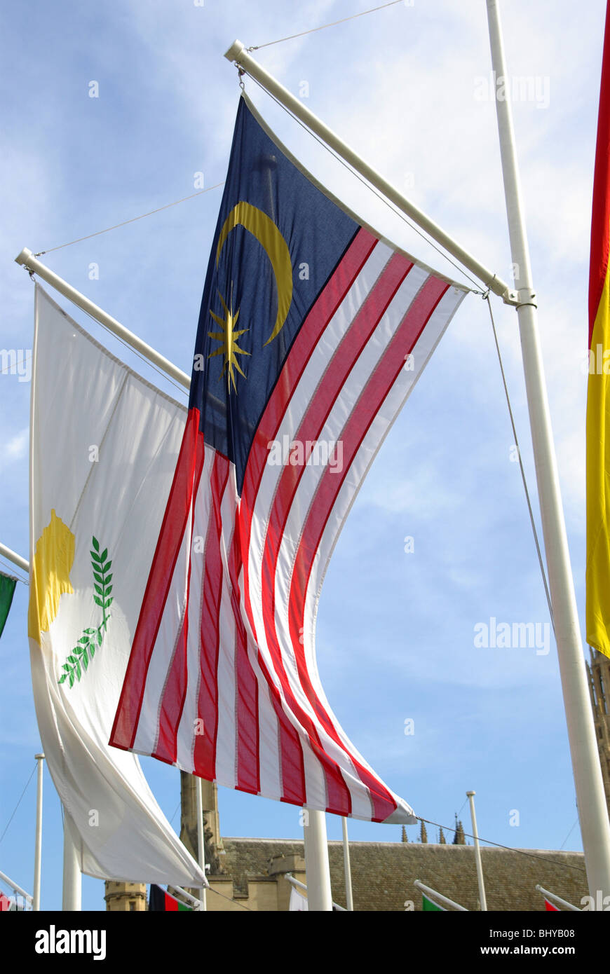 Malaysia national flag London England UK Stock Photo - Alamy