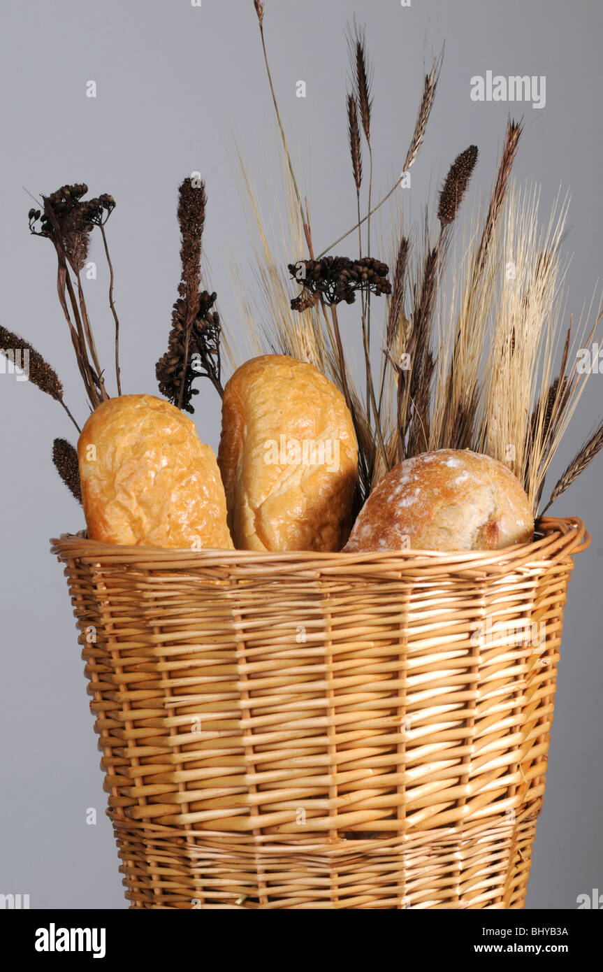 Basket Of Bread Stock Photo - Alamy