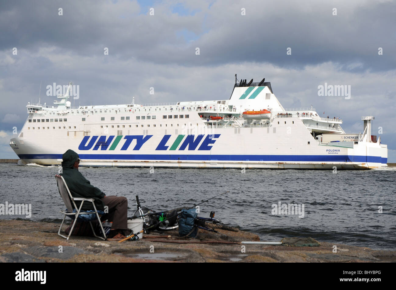 Polish Unity Line "Polonia" ferry boat, Baltic Sea in Swinoujscie ...