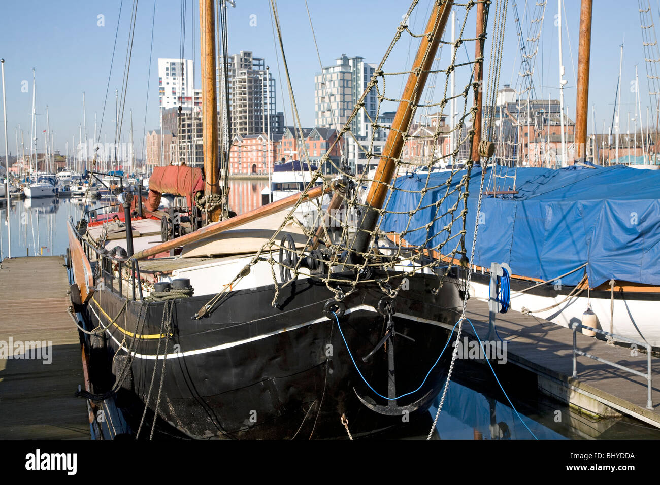 Historic ship Wet Dock marina Ipswich Suffolk England Stock Photo - Alamy