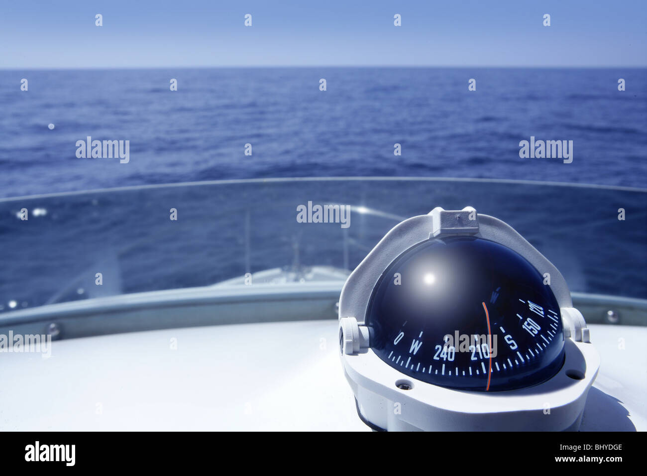 Compass on a yacht boat tower on a blue summer sea ocean day Stock ...
