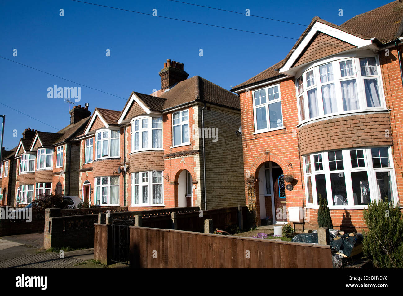 Inter war 1930s semi detached housing with bay windows Ipswich Suffolk ...
